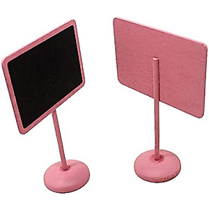10pcs Mini Blackboard Mini Wooden Wedding Blackboard Chalkboard Place Cards Message Board Label Table with Stand Base - Pink