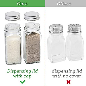 LotFancy Salt and Pepper Shakers Set, Glass Bottles with Galvanized Caddy Holder, Farmhouse Style for Kitchen Table, Home Decor