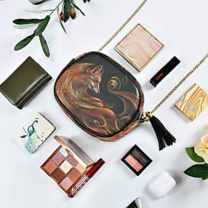 ALAZA PU Leather Small Crossbody Bag Purse Wallet Fantastic Fox In Dark Cell Phone Bags with Adjustable Chain Strap & Multi Pocket