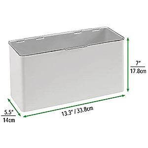 mDesign Plastic Household Stackable Storage Organizer Box Containers with Hinged Lid for Bedroom, Bathroom, Entryway, Hallway, Kitchen, Garage, Playroom, or Craft Room, Light Gray/Clear