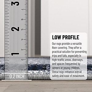 Ottomanson Ottohome Contemporary Bordered Design Rubberback Area Rug, 3'3" x 5', Gray/Navy