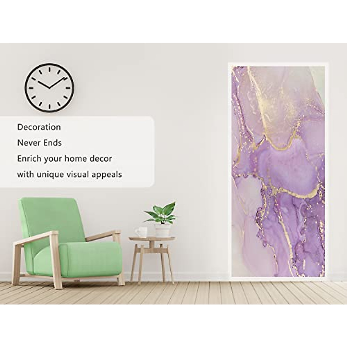 Myronsa Marble Purple Texture Window Privacy Film Static Cling No Glue Frosted Window Film Stained Glass Window Film Coverings for Bathroom Living Room Glass Sticker (23.6" x 58.9" (60 x 150 cm))