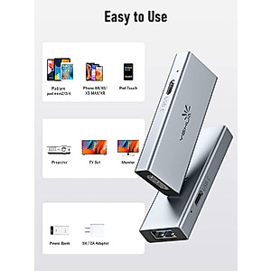 YEHUA Lightning to HDMI Adapter with 4FT Cable, 4K Digital AV HDMI Adapter for iPhone/iPad to TV/Projector, Video Audio Sync Screen Converter with Charging Port, Support All iOS Projector