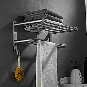 Leekayer Bathroom Towel Rack Double Layer, Brushed Nickel 40cm Stainless Steel Bathroom Towel Rack Wall Screw Installation 15.74 inches