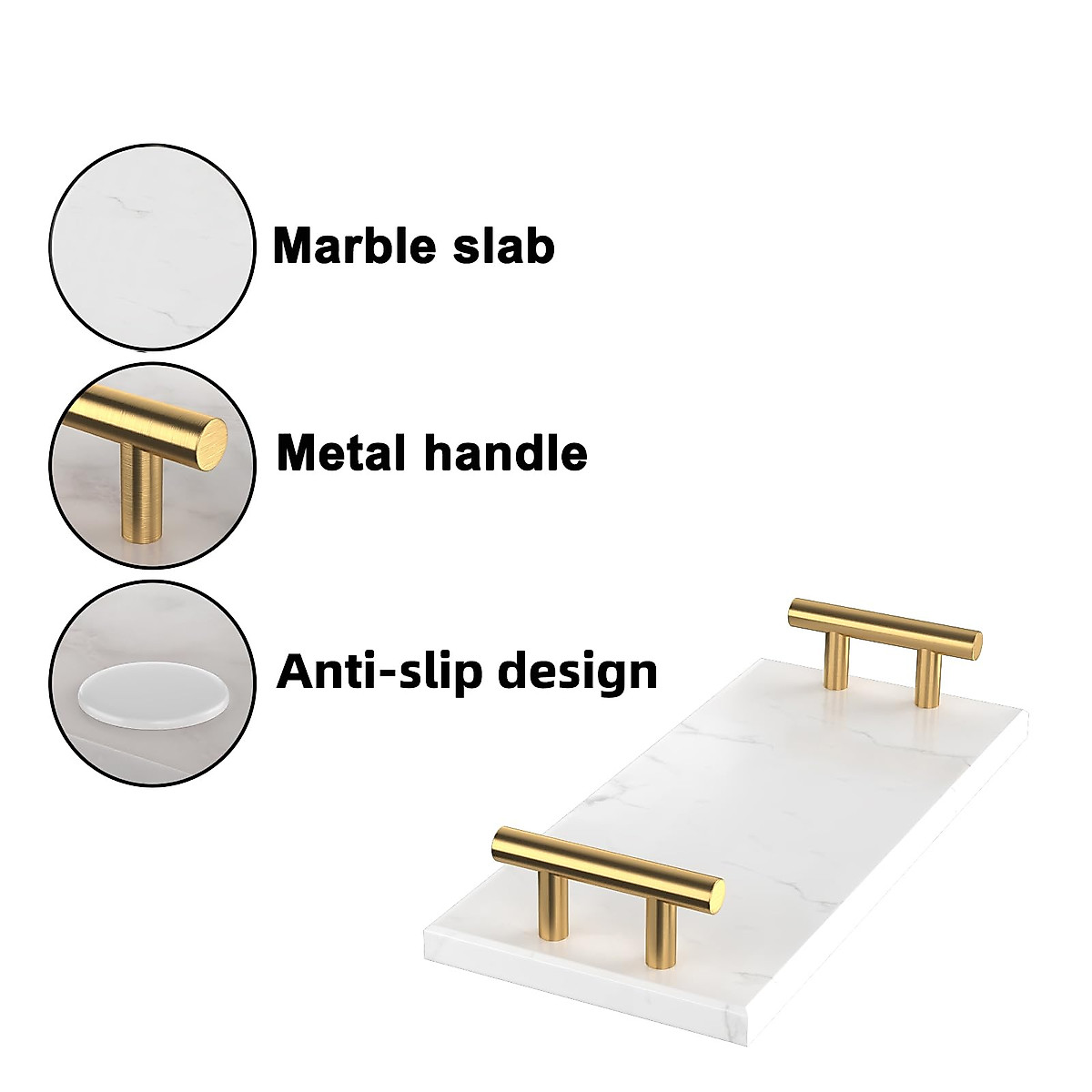 XZHXFX Guest Towel Holder Tray for Bathroom,Marble Tray with Handles -Napkin Holder for Bathroom & Kitchen - Bathroom Tray -Toilet Paper Organizer,Tray for Living Room & Cosmetic(Gold,Small)