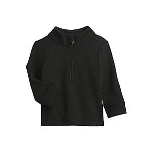 GAP baby boys Tech Mockneck Hooded Sweatshirt, True Black V2 2, 12-18 Months US