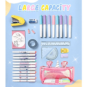 LISEVO Cute Pencil Case, 3D Pencil Pouch for Girls Kids, Sparkly Pencil Bag with Sequins for Students, Glitter Bling School Supplies Stationary Pen Holder