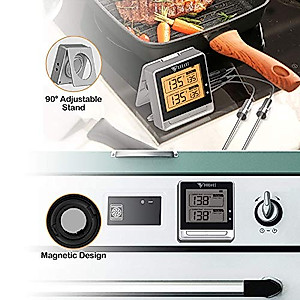 DOQAUS Bluetooth Meat Thermometer for Grilling, Wireless Meat Thermometer with 2 Probes, 197ft Remote BBQ Thermometer with Smart Kitchen Timer and Backlight for Smoker, Oven, Grilling, Turkey