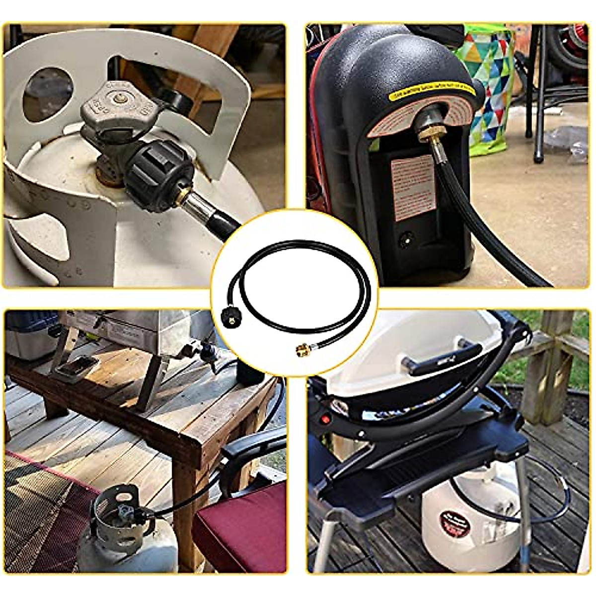 Jadalife 4ft Propane Hose Adapter1lb to 20lb, Propane Grill Hose fit for Weber/Coleman/Blackstone Grill, Buddy Heater, Smoker, Camping Stove