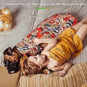 LovinPet Large Breed Dog Pajamas - Lightweight Pullover Full Coverage Dog Pjs, Dog Onesie, Happy Horse Coral Print, Full Coverage Dog Jammies, Pet PJ's/Large