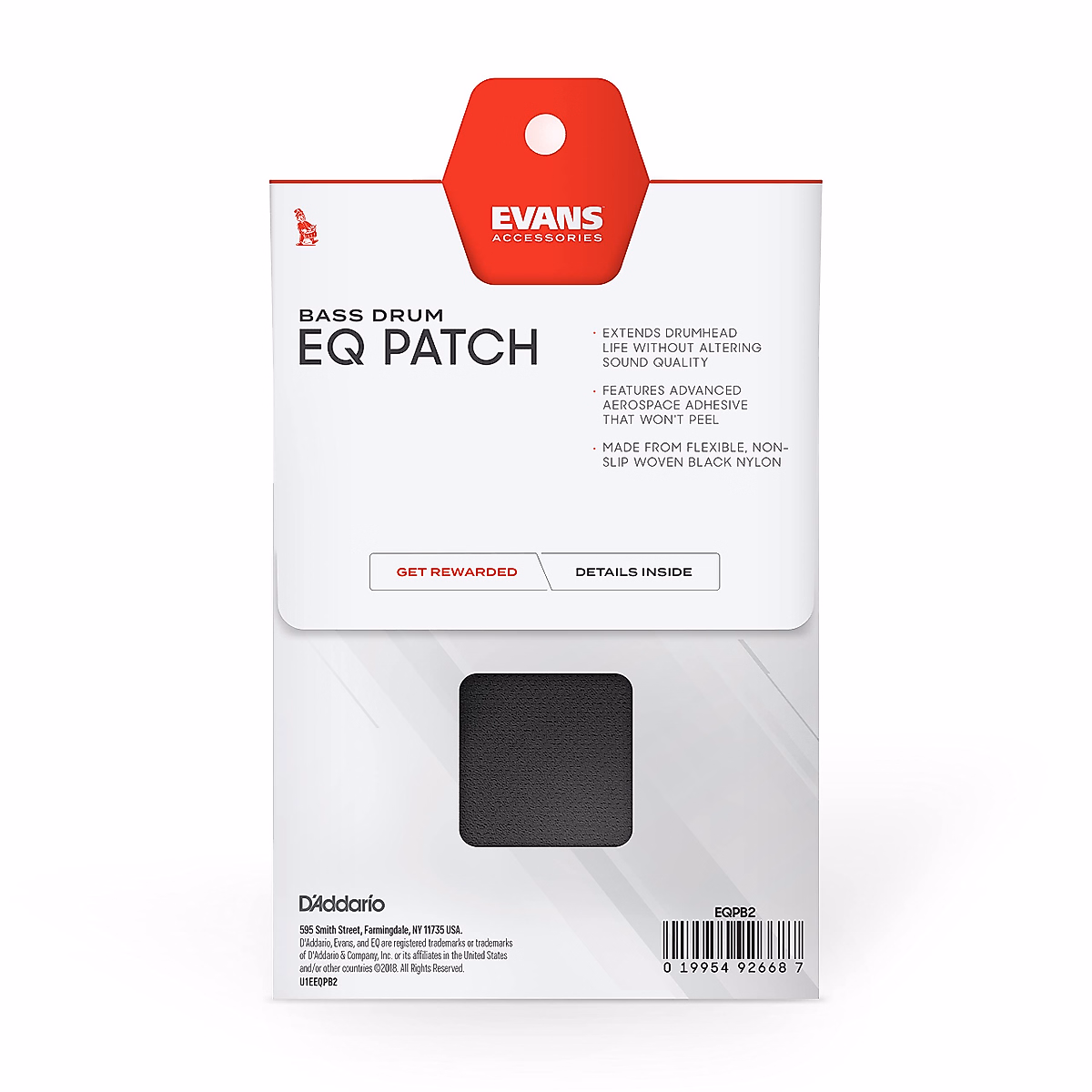 Evans EQ Double Pedal Patch, Black Nylon,EQPB2