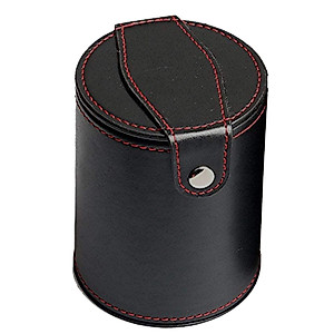 Set of Dice Cup with Storage Compartment Black PU Leather Red Felt Lined + (5) 16mm Tranparent Dice (Gift Boxed) (Green)