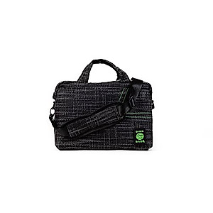 DIME BAGS Side Hustler | Hemp Computer Bag | Padded Commuter Shoulder Bag (15 inch, Black)