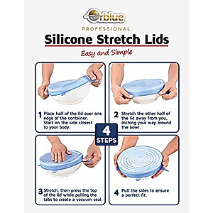 Orblue Stretchable Silicone Lids 6-Pack Small for Fresh Food Storage - Seal in Flavors, Keep Food Fresh and Reduce Waste (2.6 Inches stretches to 3.5 inches)