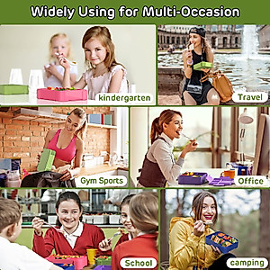 Jelife Bento Box Kids Lunch Box - 1450ml Large Leakproof 6 Compartments Kids Lunchbox Toddler Bento Box with Utensils for School, Book-Style Reusable Lunch Snack Containers for Daycare