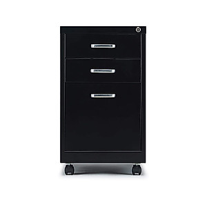 STAPLES 2806766 3-Drawer Vertical File Cabinet Locking Letter Black 19-Inch D (52156)