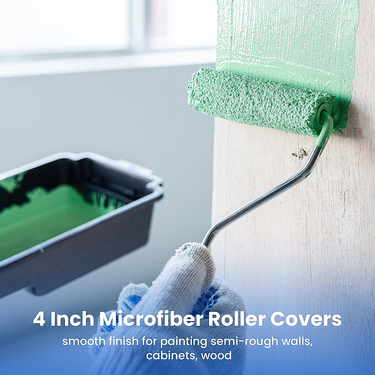 Mister Rui Microfiber Paint Roller Covers 4 Inch, 40 Pack Small Paint Roller Covers with Roller Frame Kit, Mini Paint Rollers for Painting Walls, Paint Supplies for House Painting