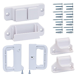 KISKIZ Retractable Baby Gates Extra Wide Baby Gate Replacement Parts Kit Retractable Dog Gate Full Set Wall Mount Accessories Extra Long Baby Gate Hardware with Brackets, Latches, Hooks, Screws, White