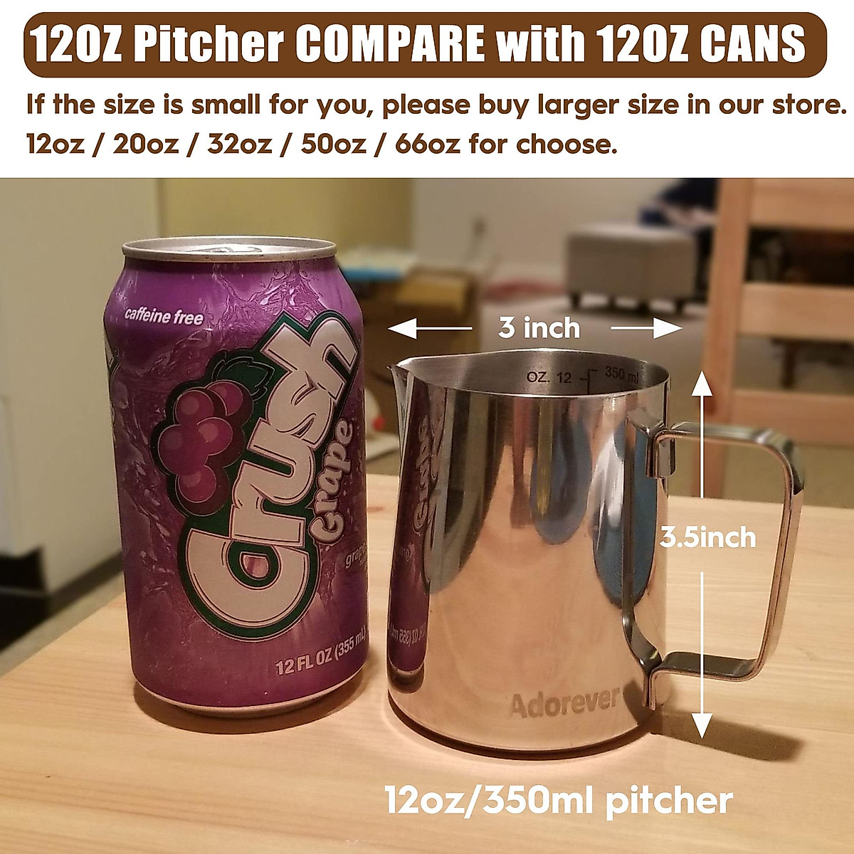 Milk Frothing Pitcher 350ml 600ml 900ml 1500ml 2000m(12oz 20oz 32oz 50oz 66oz)Steaming Pitchers Stainless Steel Milk Coffee Cappuccino Latte Art Barista Steam Pitchers Milk Jug Cup with Decorating Pen