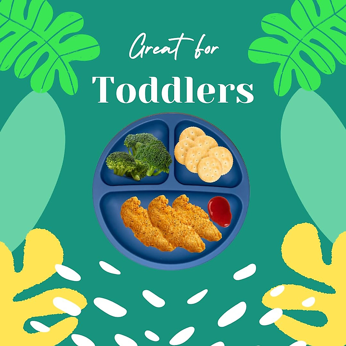 Little Buddies 100% Silicone Suction Dishware Plates for Toddlers and Babies | Dishwasher and Microwave Safe | 3 Pack | Blue, Gray, Green