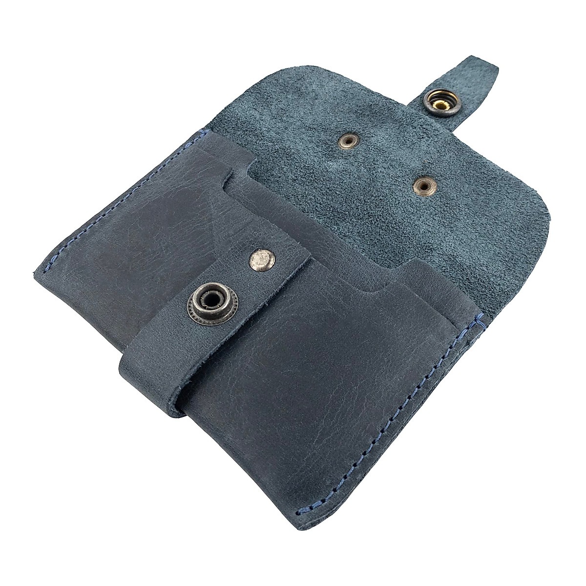 Hide & Drink, Card Holder Handmade from Full Grain Leather - Classy, Professional, Money Organizer, Compact Storage for Debit & Credit Cards - Slate Blue