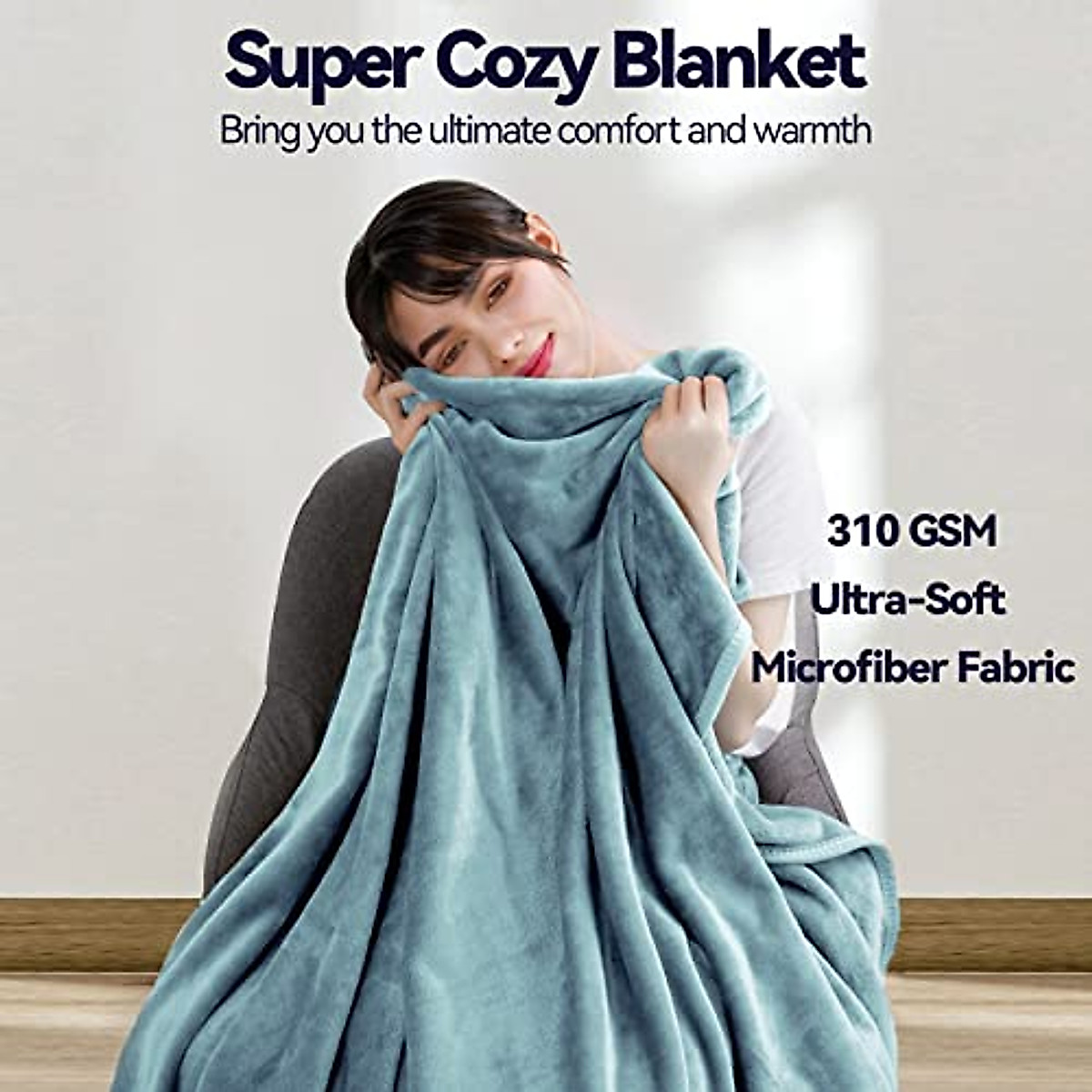 Flannel Fleece Blanket Lightweight Throw Blankets for Couch, Bed, Sofa, Super Soft Cozy Microfiber Blanket 310GSM Luxury Blanket(Blue, 90"x108")