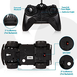 Remote Control Car, 1/24 Scale Light Up Racing Car Toys, RC Car for Kids with Cool Led Lights, Hobby RC Cars Toys Birthday Gifts for 3 4 5 6 7 8 Year Old Boys Girls