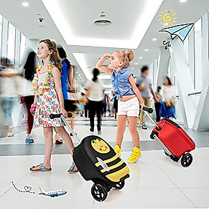 HONEY JOY Kids Scooter Suitcase, 18” Children Carry on Scooter Luggage w/Light-up LED Wheels, Waterproof Shell & Retractable Handle, Lightweight Foldable Ride on Suitcase