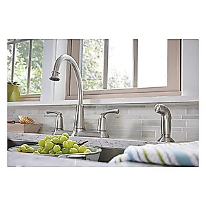 Moen 87403 Bexley Chrome 2Handle Lever Kitchen Faucet with Sprayer