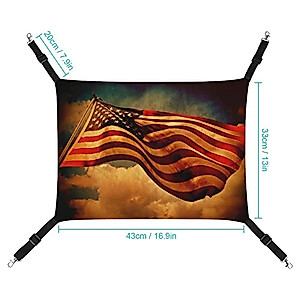 USA Flag Art Pet Hammock Bed Guinea Pig Cage Hammock Small Animal Hanging Bed for Ferret, Chinchilla, Puppy and Other Small Animals