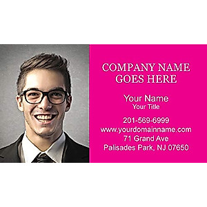 Custom Business Card with Picture or Logo, 2sides Printing, 500pcs on Heavy paper, 16pt cover (129 lbs. 350gsm-Thick paper), No additional charge for Matte or Glossy Finishing (Matte Finishing, Pink)