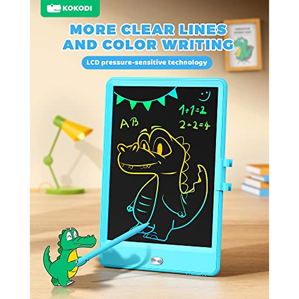 KOKODI LCD Writing Tablet 8.5-Inch Colorful Doodle Board, Electronic Drawing Tablet Drawing Pad for Kids, Educational and Learning Kids Toys Gifts for 3 4 5 6 7 Year Old Boys and Girls(Blue)