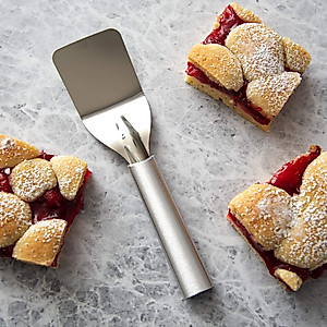 Rada Cutlery Mini Dessert Server 7-1/2 Inch Stainless Steel Small Spatula with Aluminum, Silver Handle