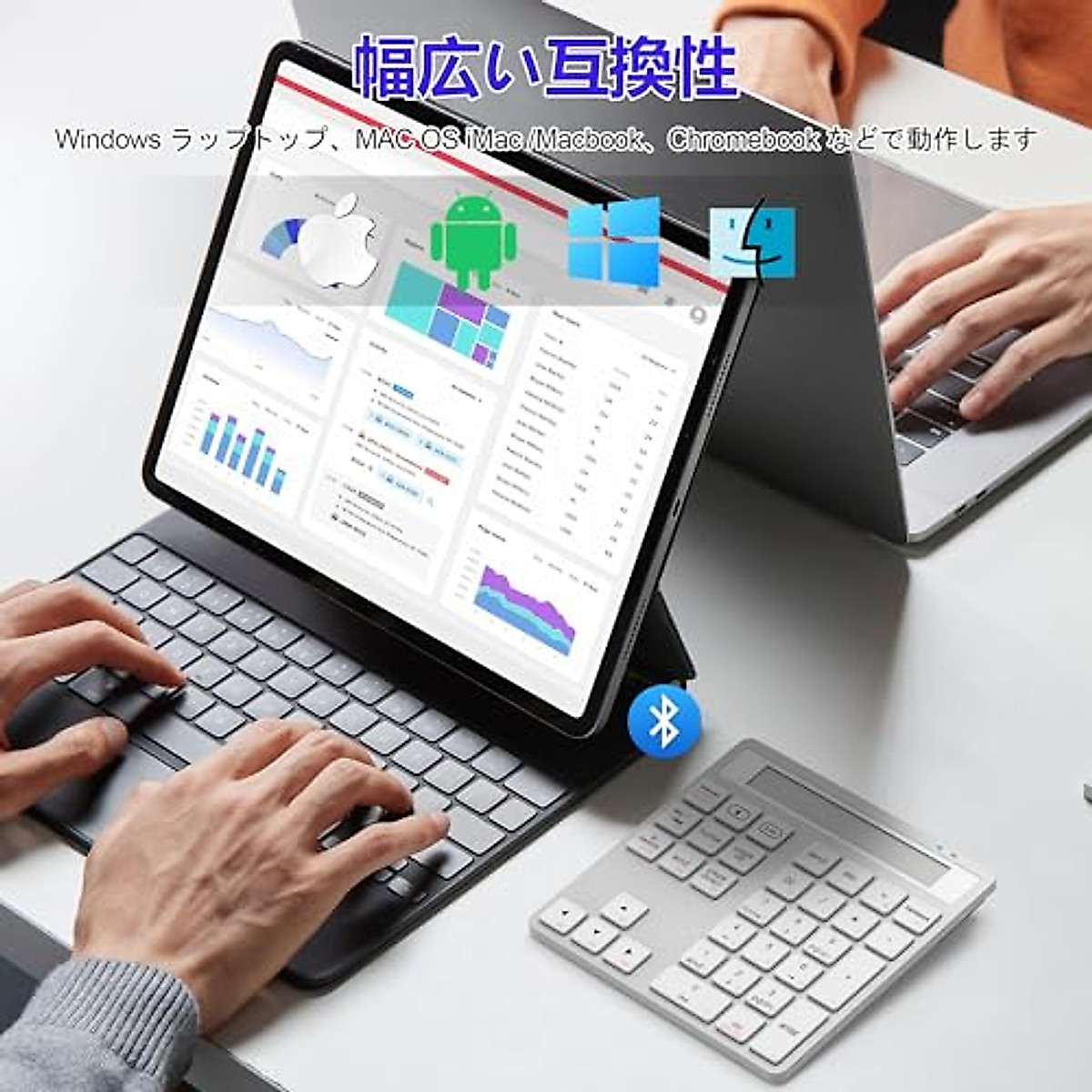 Suejezt Bluetooth Wireless Number Pad and Calculator 34Keys, Bluetooth & 2.4G USB Numeric Keypad Data Entry with Display for MacBook Pro Air, iMac, Desktop Office Accessories Financial Accounting