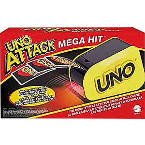 Mattel Games UNO Attack Card Game for Family Night with Card Launcher Featuring Lights & Sounds and Mega Hit Rule (Amazon Exclusive)
