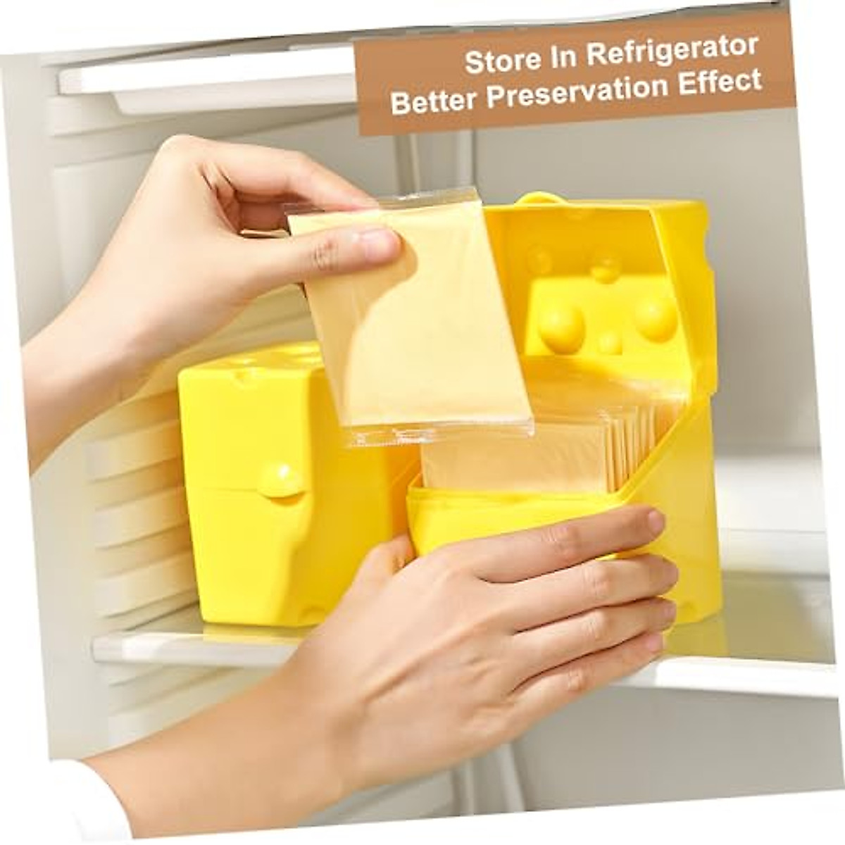 STOBAZA Sliced Cheese Storage Container, Sliced Cheese Container with Flip Lid Cheese, Cheese Slice Crisper Refrigerator Storage Rack Clamshell for Kitchen