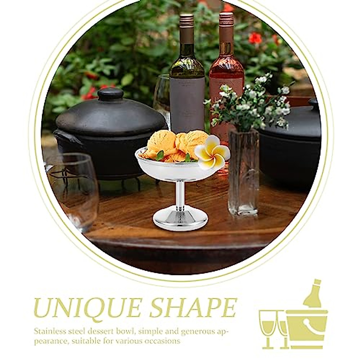 DOITOOL Pudding Cups Ice Cream Cups Dessert Dish Stainless Steel Sundae Bowls Snack Yogurt Cup Pudding Cup Salad Cup Serving Dish Fruit Container Footed Trifle Tasters