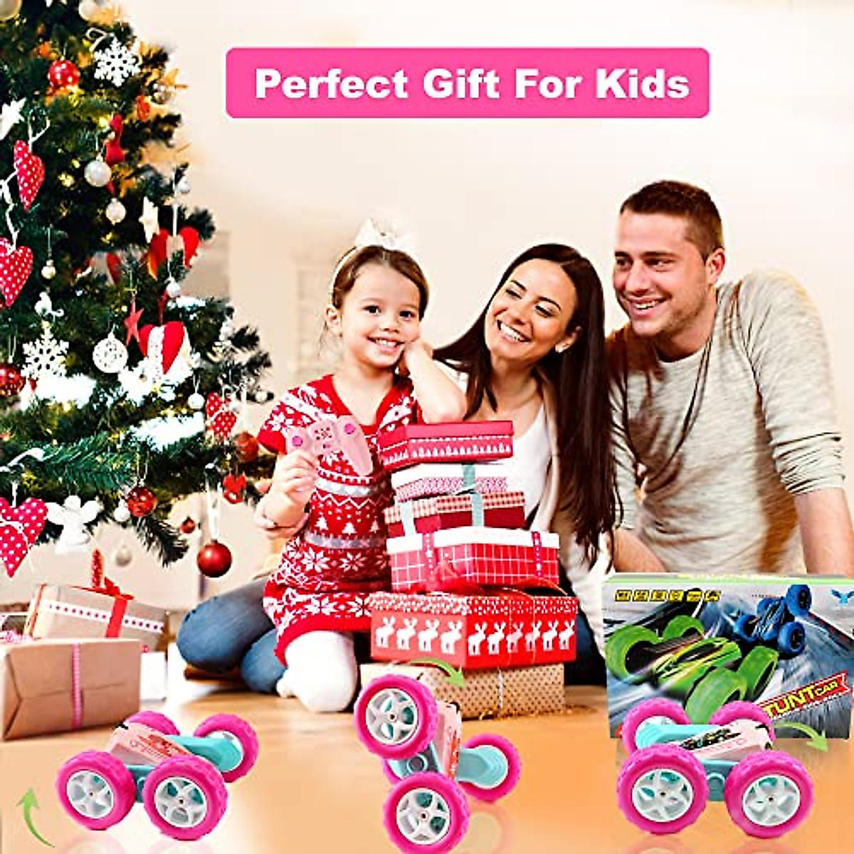 FREE TO FLY Rc Stunt Cars: Double Sided 360°Flip Rotating 4WD Race Car Toy For Outdoor & Indoor for 6 7 8 9 10 11 12 Year Old Girls Boys Birthday Gift for Kids Ages 6+