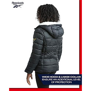 Reebok Girls' Winter Jacket - Heavyweight Quilted Puffer Parka Coat - Sherpa Lined Ski Jacket for Girls (4-16), Size 7-8, Black