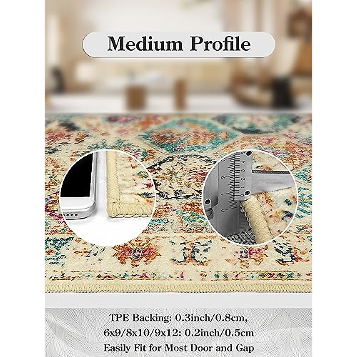 Lahome 6x9 Washable Area Rugs for Living Room, Large Bedroom Rug Soft Colorful Dining Room Mat, Transitional Printed Indoor Non Slip Accent Carpet for Nursery Office Coffee Table Home Office