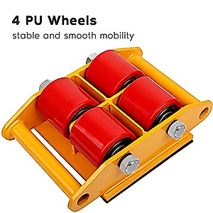 XCFDP Machine Skates, 6T Machinery Skate Dolly, 13200lbs Machinery Moving Skate, Machinery Mover Skate with 360° Rotation Cap, Heavy Duty Machine Dolly Skate for Industrial Moving Equipment, 1pc