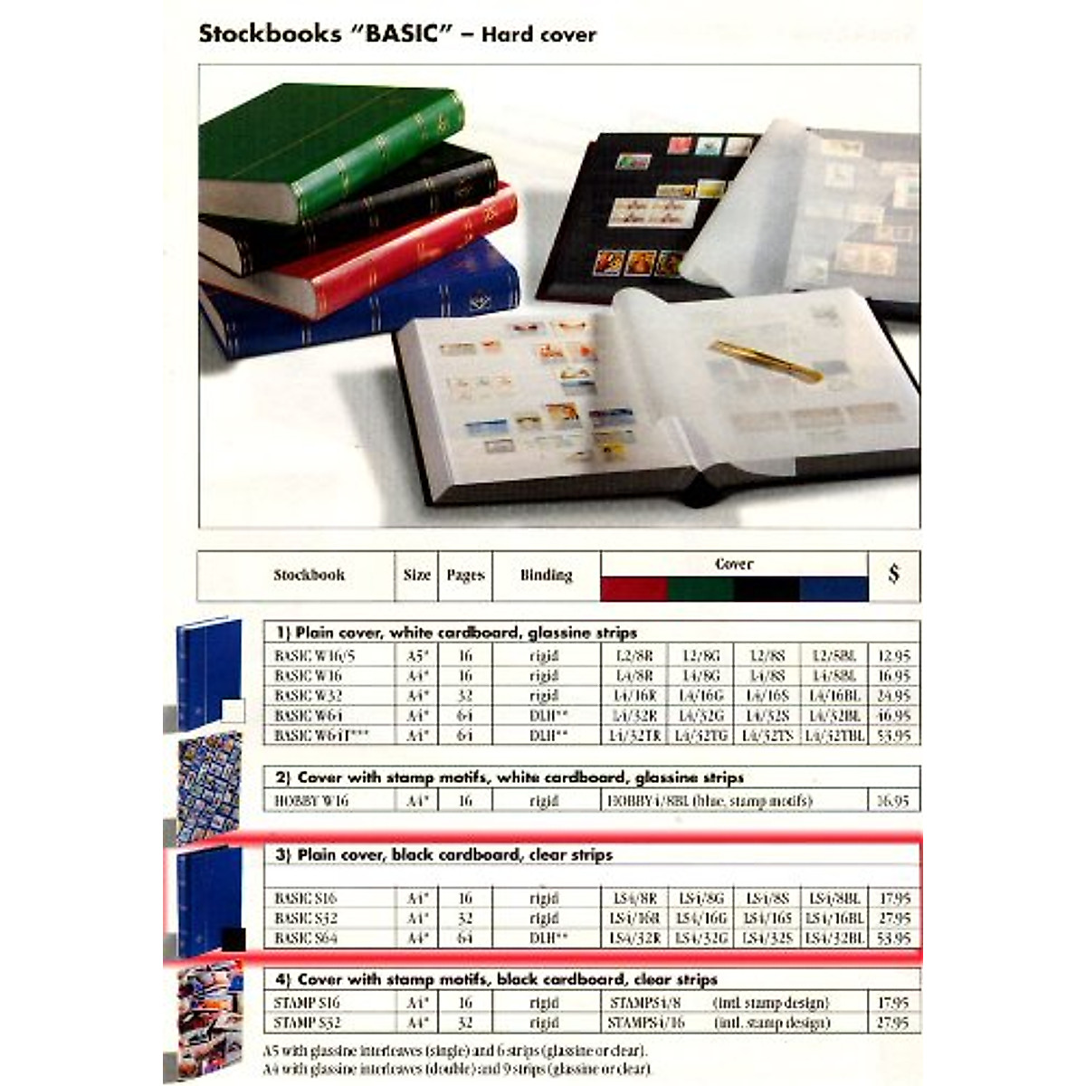 Lighthouse Hardcover Stamp Album Stockbook With 64 Black Pages, Red, LS4/32