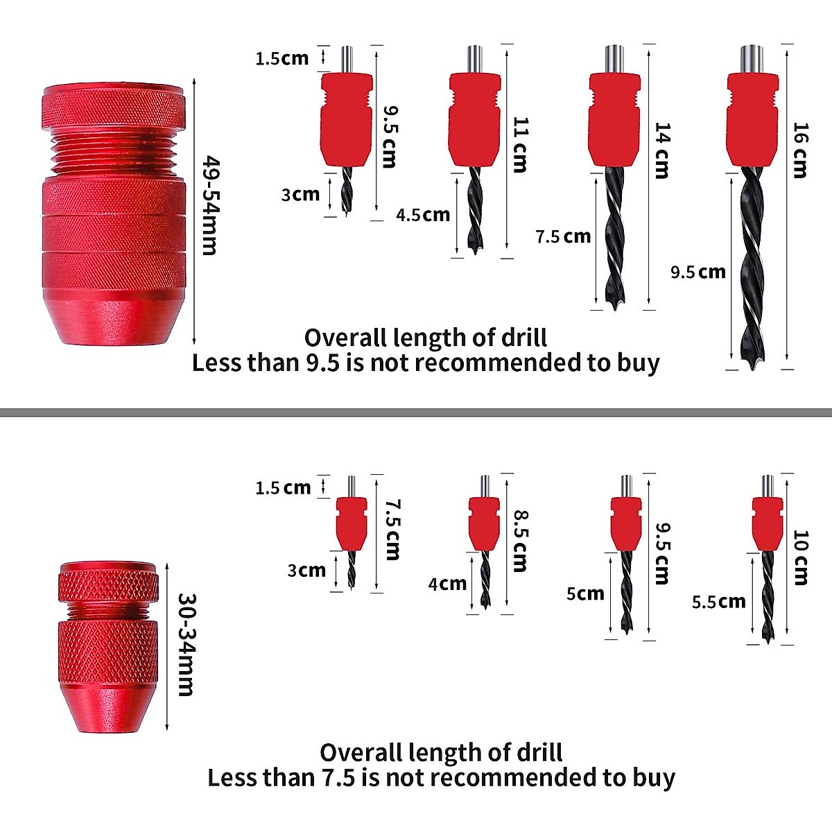 Ruitool Drill Depth Stop for Drill Bits,Adjustable Drill Stop Applicable Size Range 5/64"-3/16",15/64"-7/16",Aluminum Drill Bit Stop Collar Set for Woodworking Tools & Hand Tools,2 Pcs