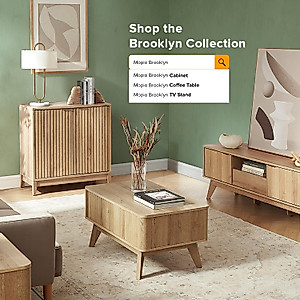 mopio Brooklyn Storage Cabinet, Modern Farmhouse Entryway Accent Cabinet, Buffet Sideboard, Credenza, Wood Modular Cabinet with Doors & Shelf, Fluted Panel, for Living Room (Oak, Single)