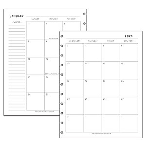 BetterNote 2024 Monthly Calendar Refill Fits Discbound Notebooks, Fits Happy Planner, Levenger Circa, Arc Staples, TUL Office Depot, InkWell Press (Classic, 11-Disc, 8.5"x11")