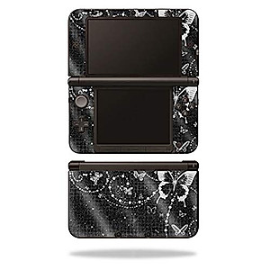 MightySkins Glossy Glitter Skin for Nintendo 3DS XL Original (2012-2014) - Black Butterfly | Protective, Durable High-Gloss Glitter Finish | Easy to Apply, Remove, and Change Styles | Made in The USA