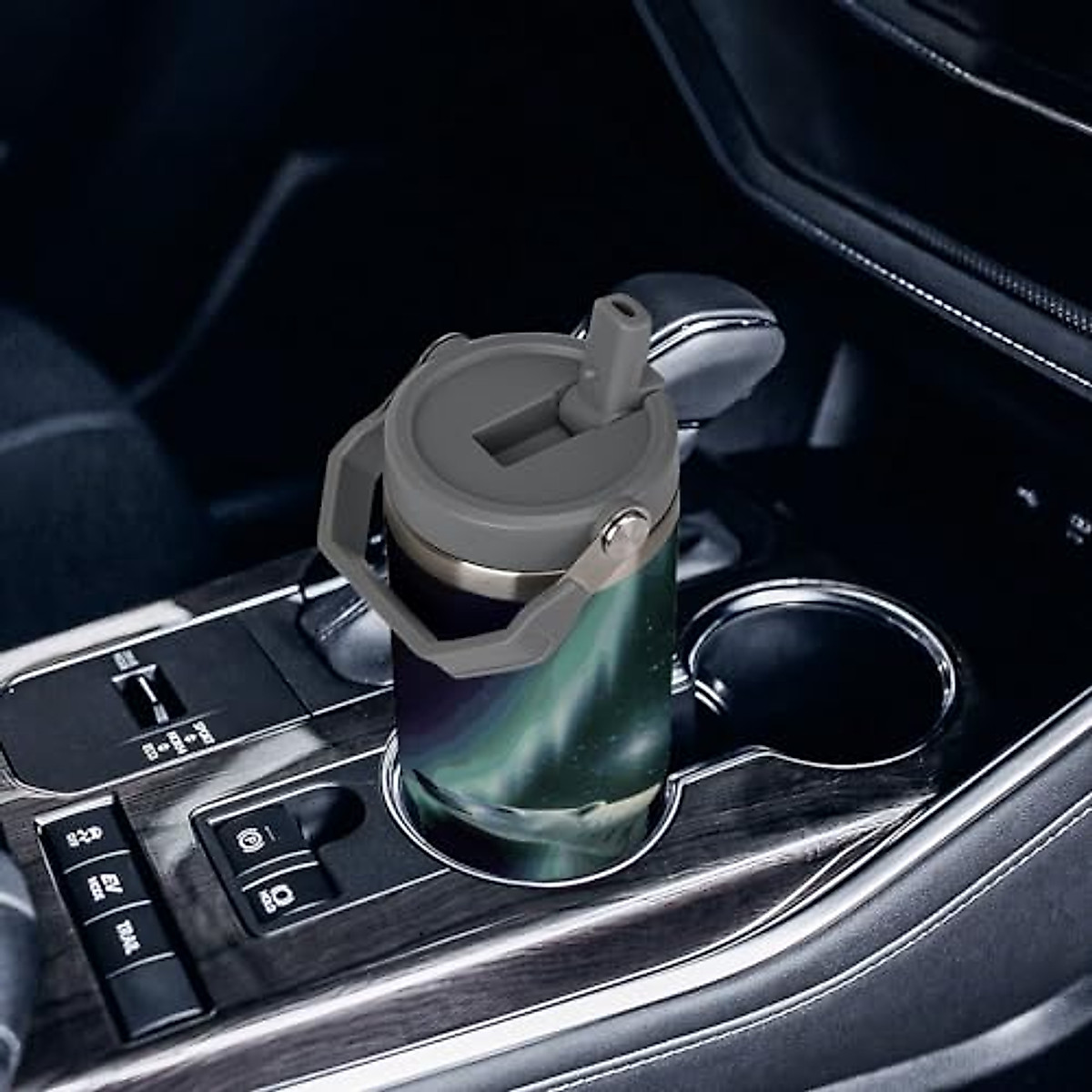 SYJTGDE Large Capacity Car Cup Polar Bears Northern Lights Fashionable Upgrade Car Cup Advanced And Beautiful Travel Cup