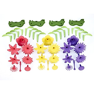 Green Toys Build-a-Bouquet, 4C - 44 Piece Pretend Play, Motor Skills, Building and Stacking Kids Toy Set. No BPA, phthatates, PVC. Dishwasher Safe, Recycled Plastic, Made in USA.