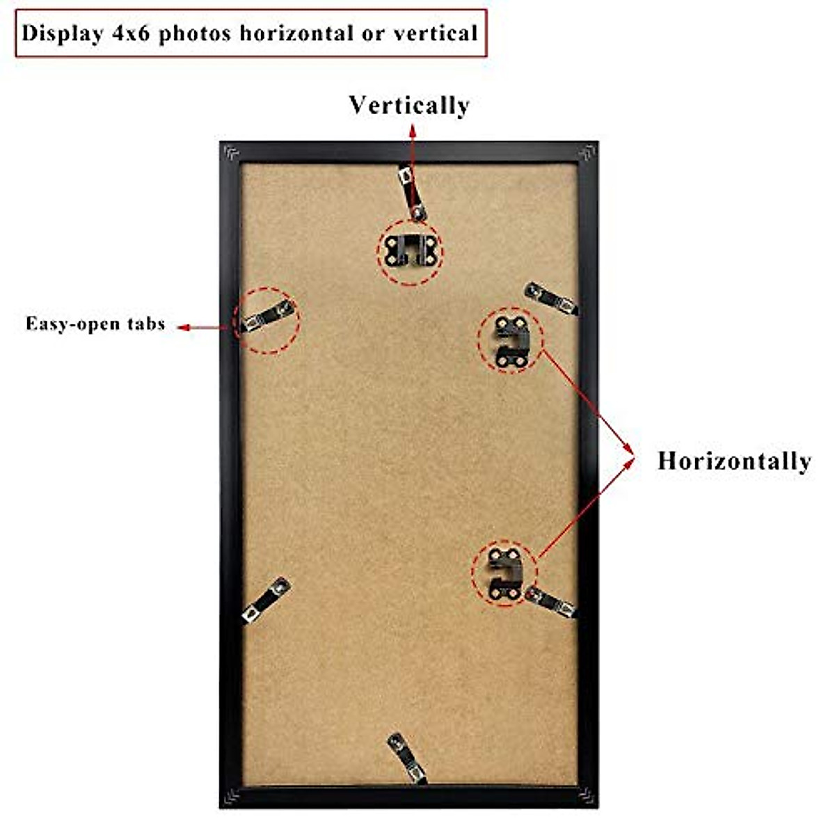 QUTREY 4x6 Black Collage Picture Frames Set of 2, 8 Openings Matted Collage Frame for 4x6 Pictures to Display 16 Multi Photos for Wall