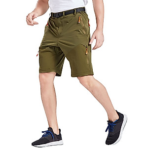 CAMOFOXIN Men's Hiking Pants Outdoor Convertible Quick Dry Fishing Pants & Shorts (Army Green, 34W X 30L)